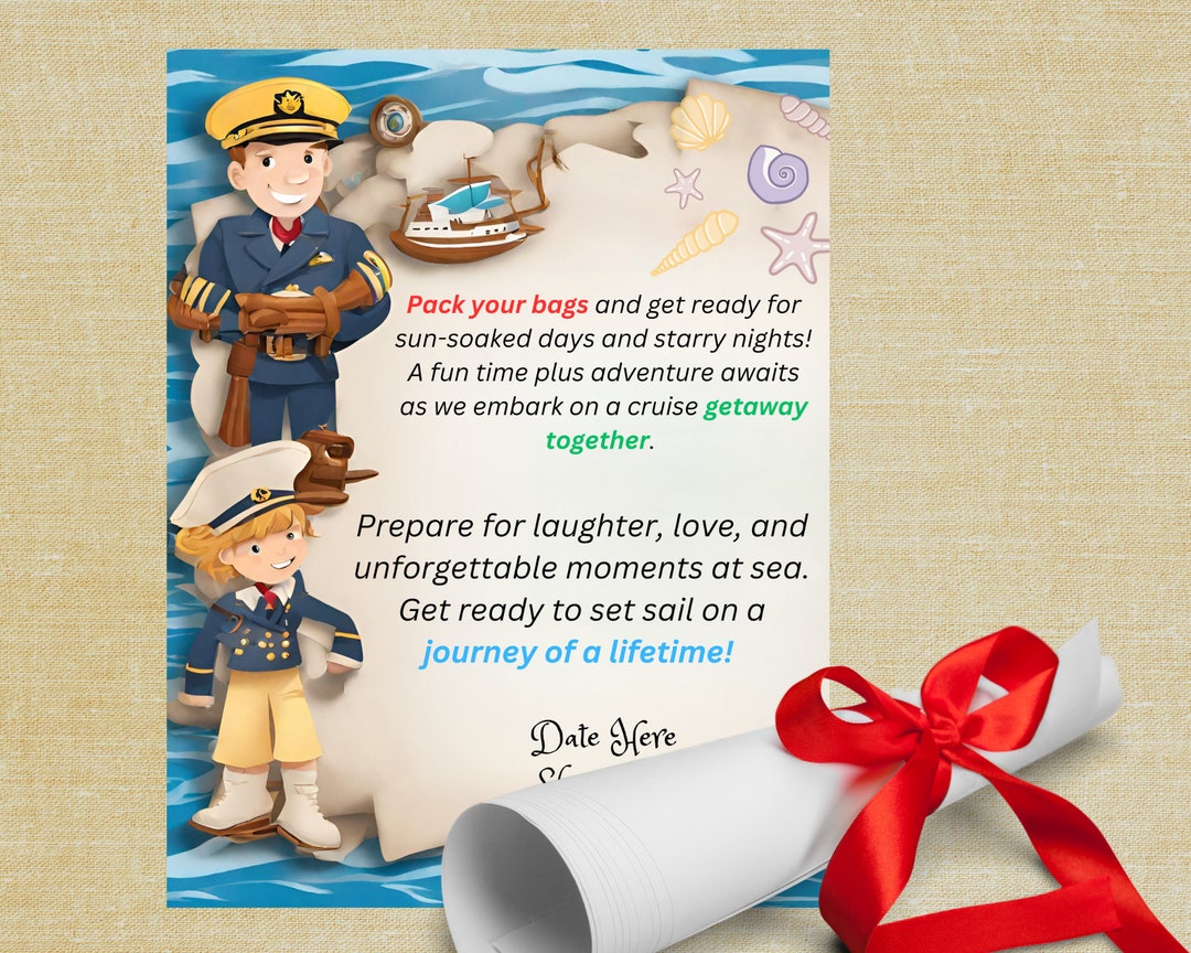 Cruise Reveal Kids Surprise Letter Vacation Gift Reveal Personalized ...