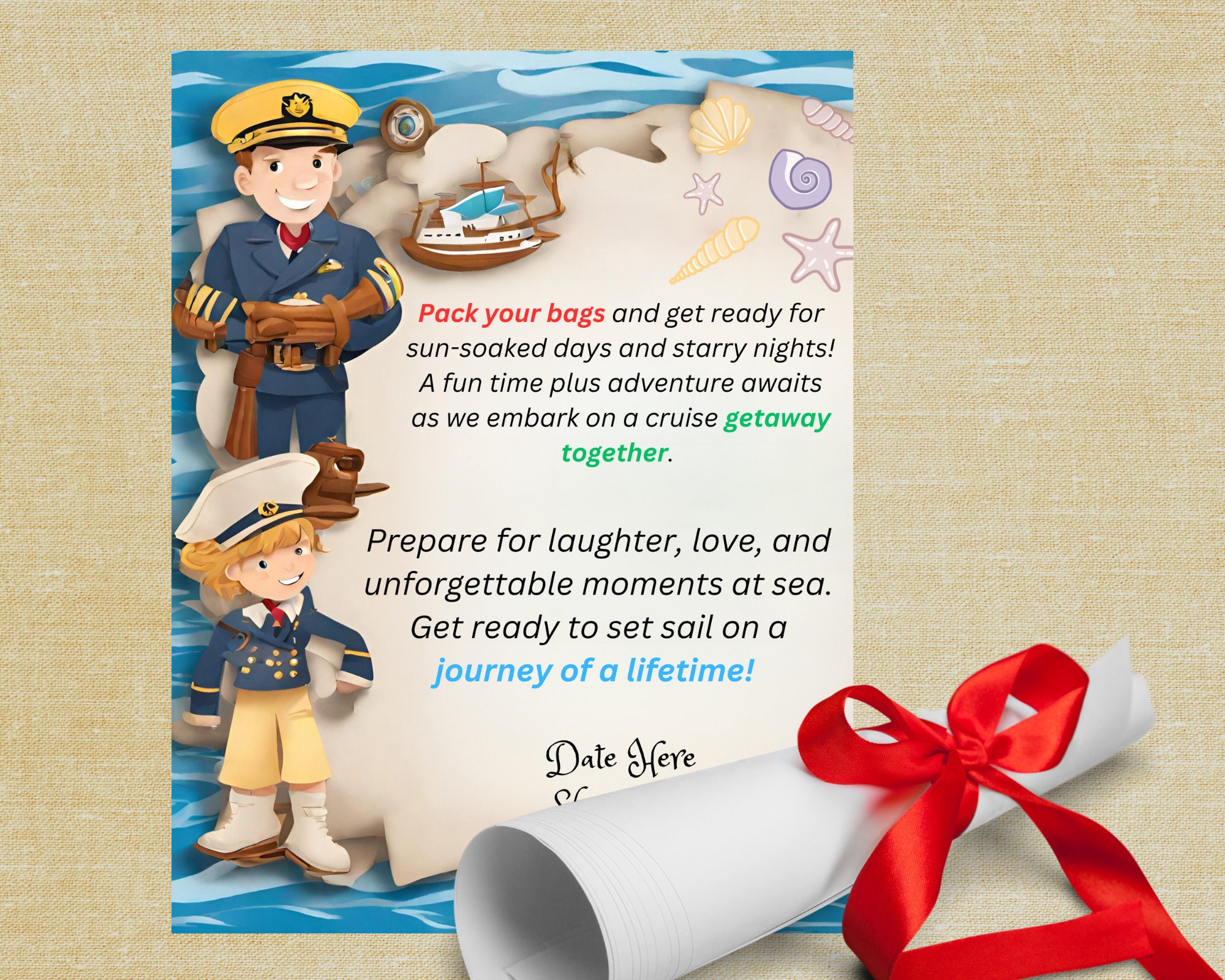 Cruise Reveal Kids Surprise Letter Vacation Gift Reveal Personalized ...