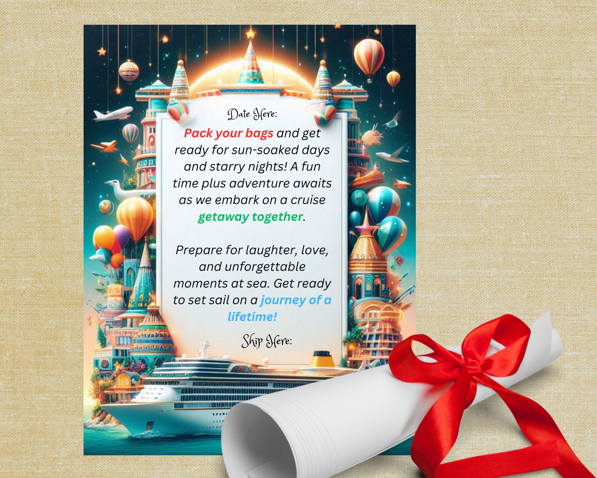 Cruise Reveal Birthday Surprise Letter Vacation Gift Reveal ...