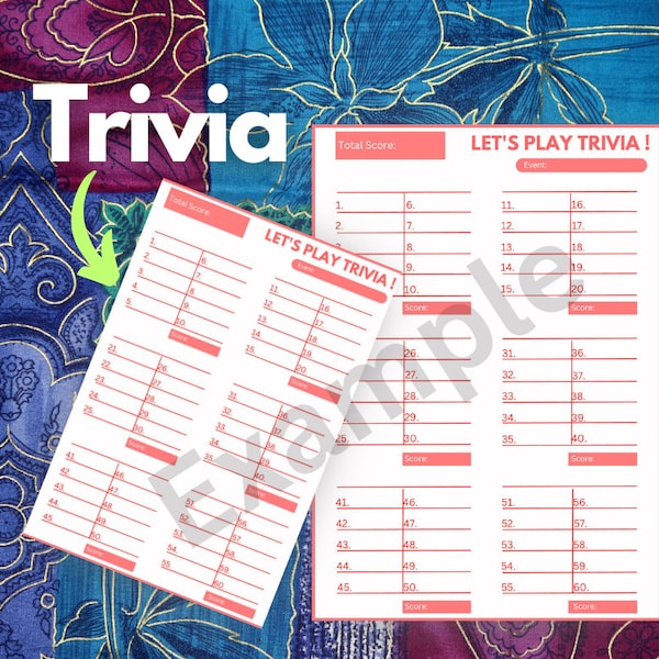 Trivia Answer Sheet - Etsy