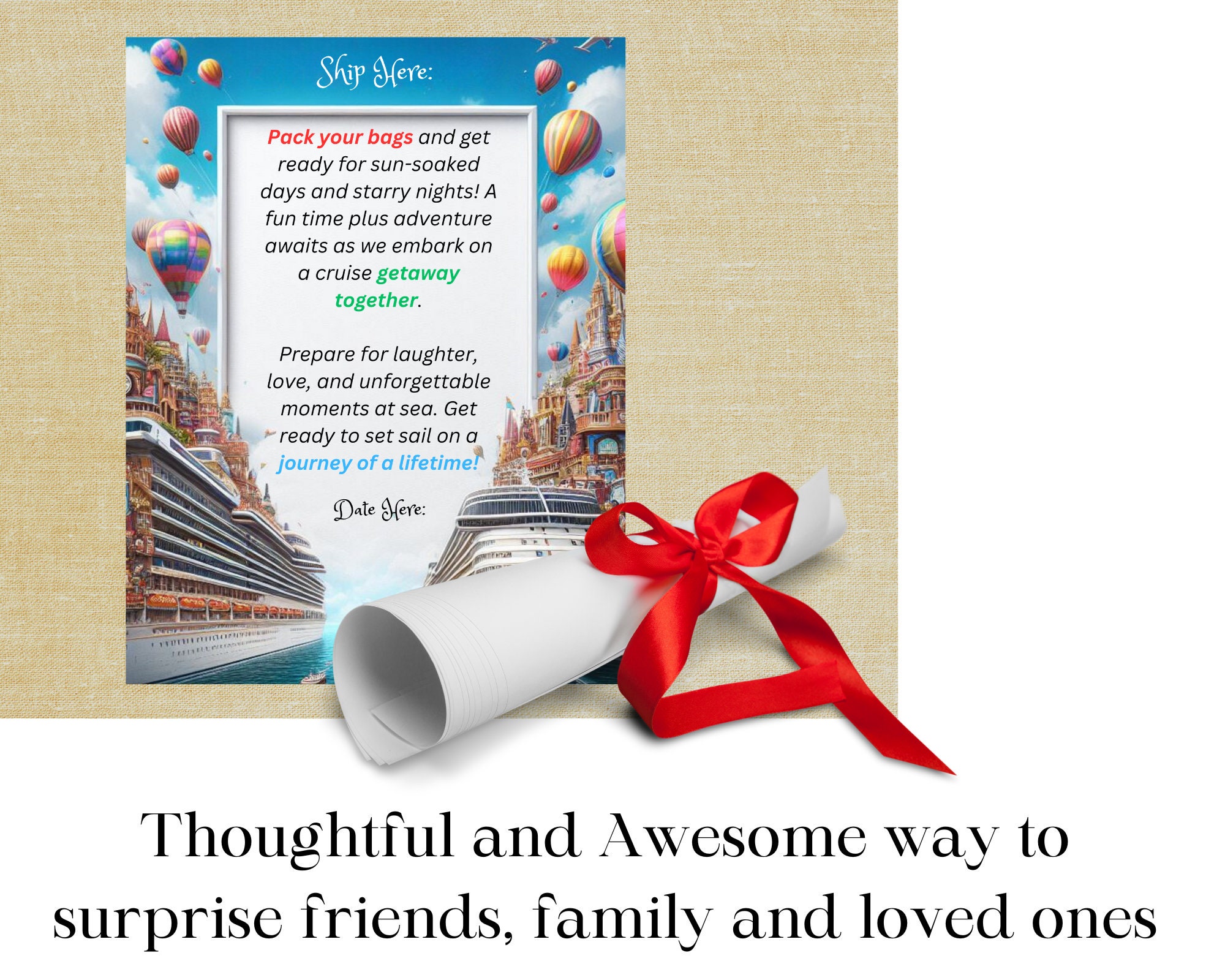Cruise Reveal Birthday Surprise Letter Vacation Gift Reveal ...