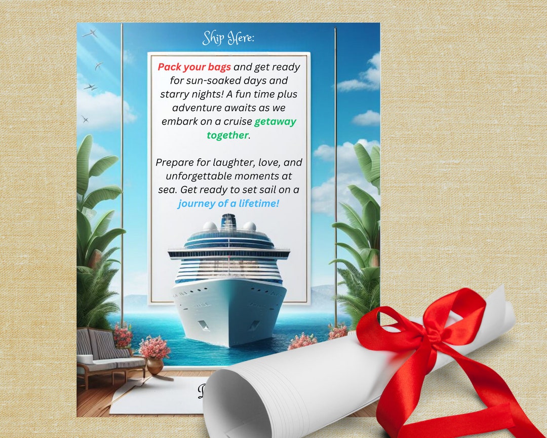 Cruise Reveal Birthday Surprise Letter Vacation Gift Reveal ...