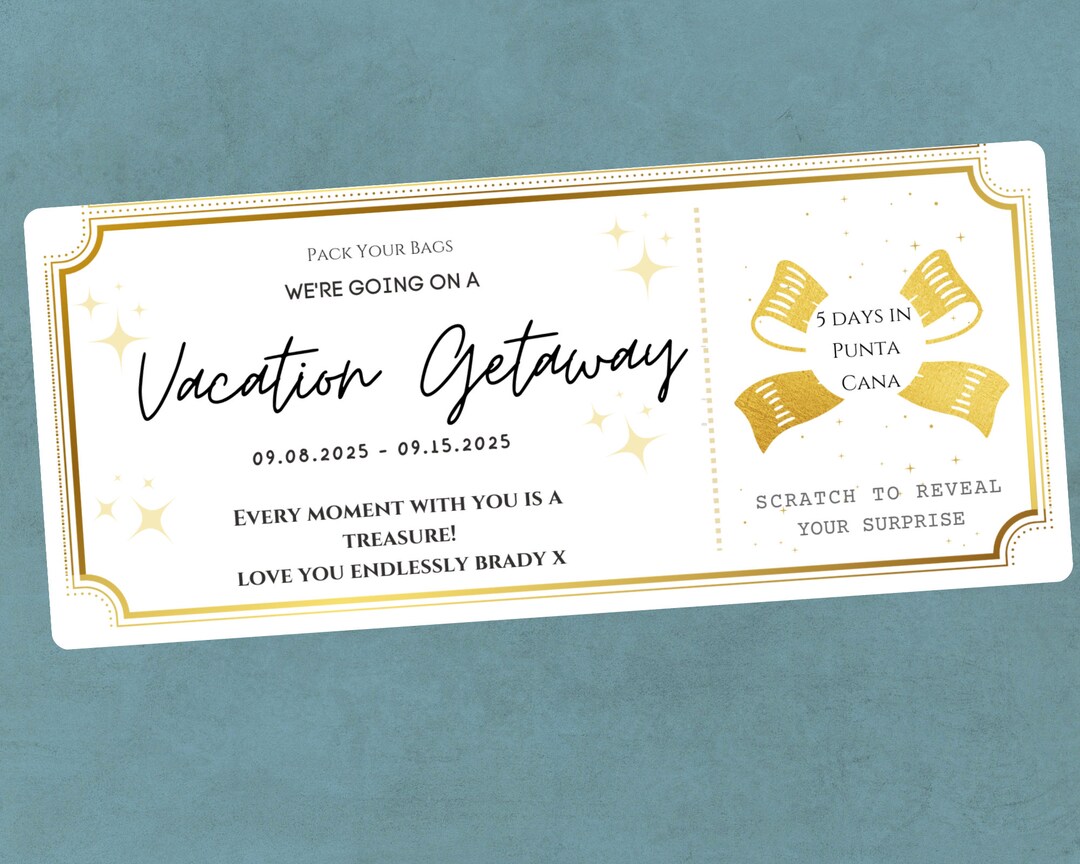 Vacation Getaway Scratch Card Gift Voucher, Personalized Gift Scratch ...