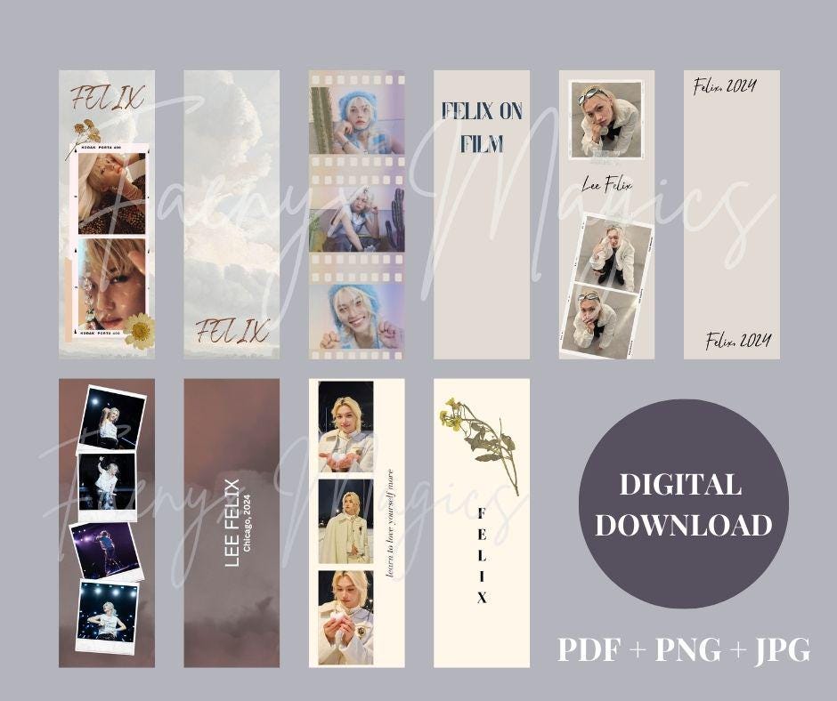 Printable Felix Straykids Bookmarks/photo Stripes for Download / Felix ...
