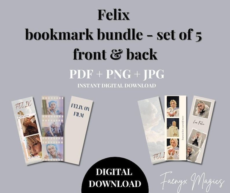 Printable Felix Straykids Bookmarks/photo Stripes for Download / Felix ...