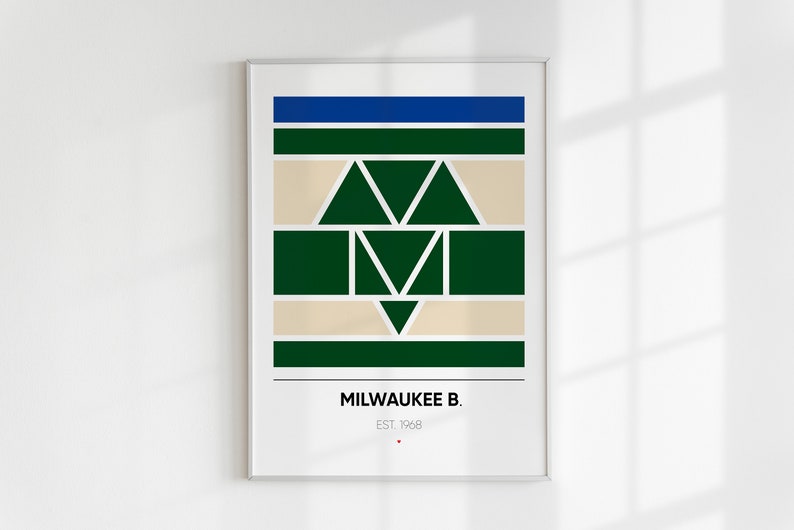 MILWAUKEE BUCKS Poster, Nba Minimal Team Posters Series, Wall Art ...