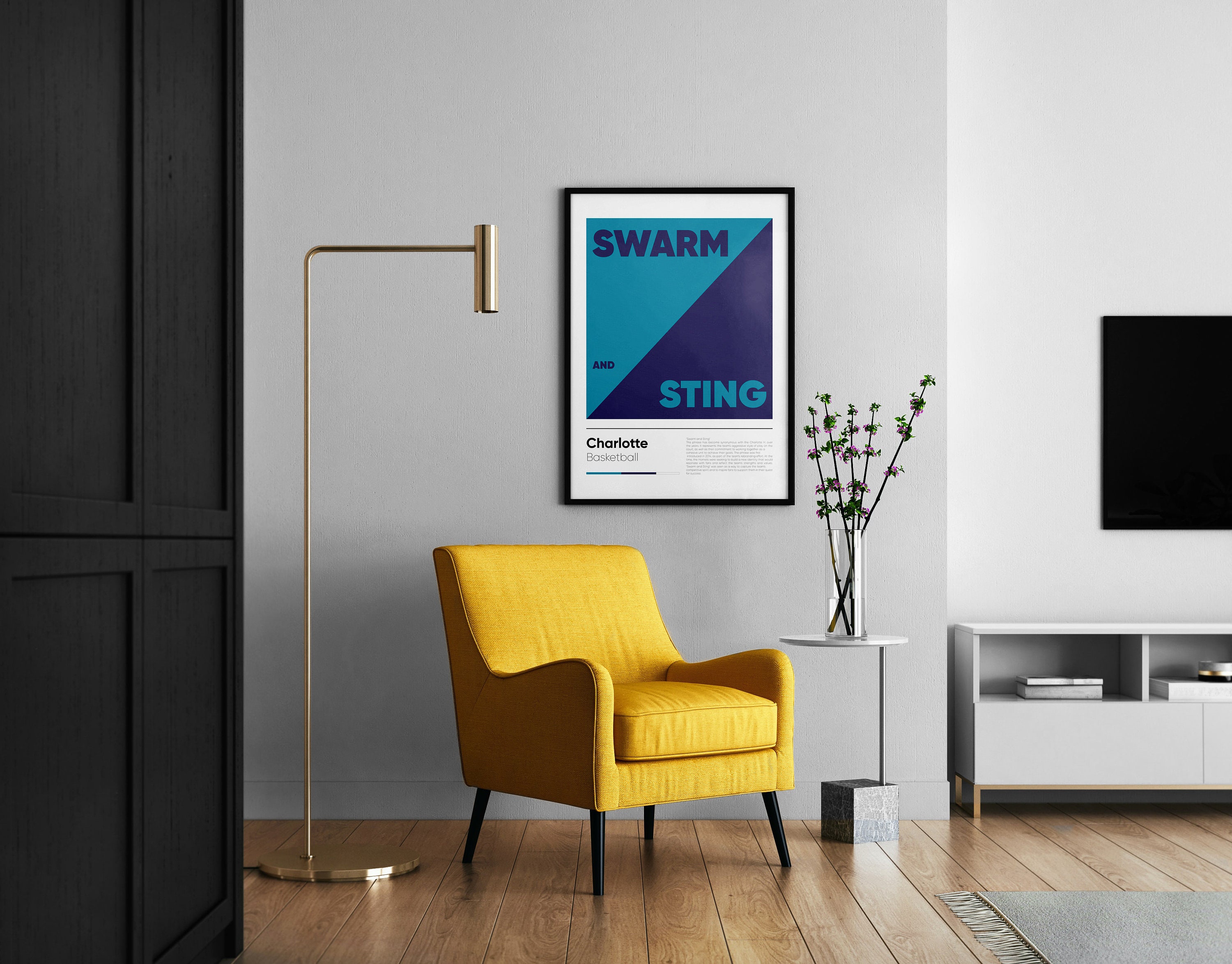 CHARLOTTE HORNETS Poster, Swarm and Sting, Nba Iconic Phrases Series ...