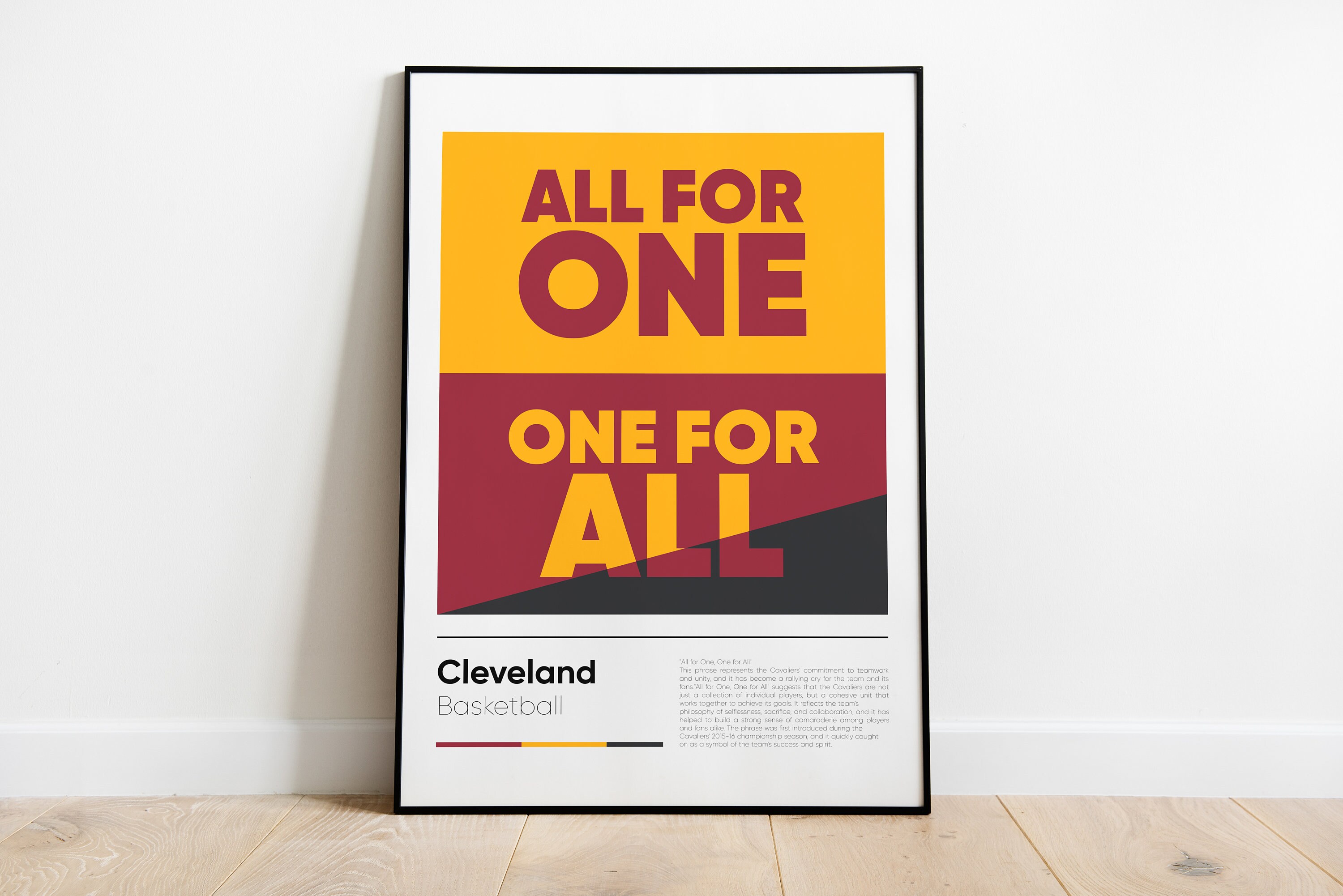CLEVELAND CAVALIERS Poster, All for One One for All, Nba Iconic Phrases ...