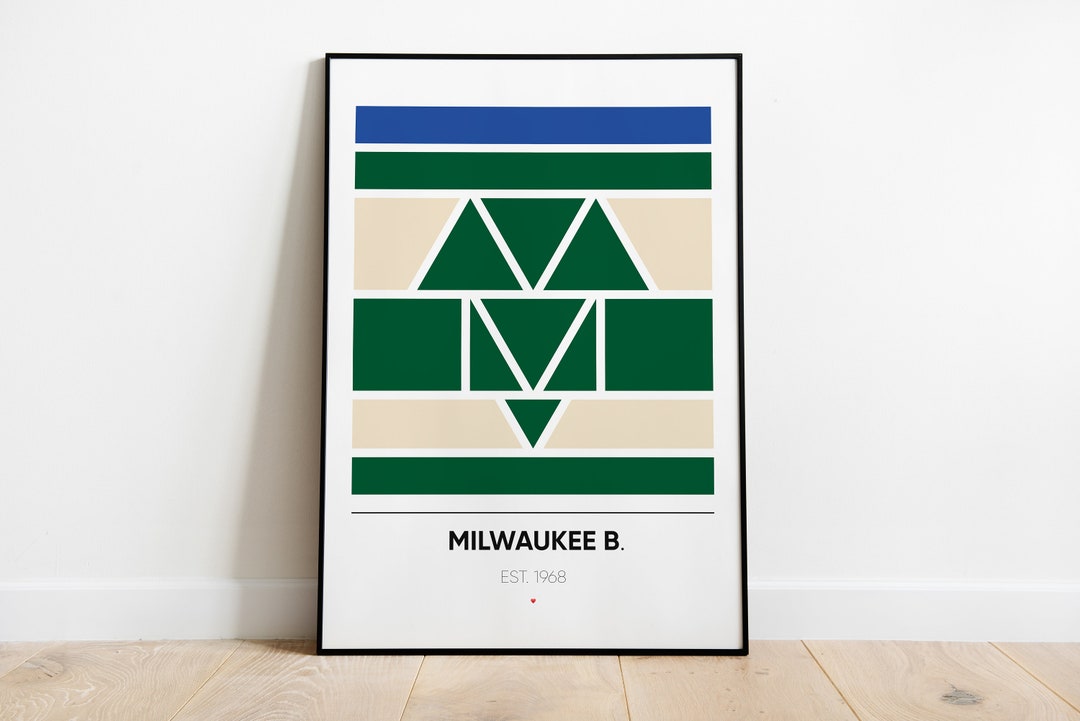 MILWAUKEE BUCKS Poster, Nba Minimal Team Posters Series, Wall Art ...