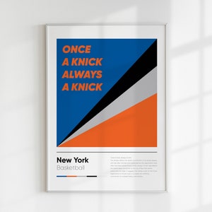 NEW YORK KNICKS Poster, Nba Iconic Phrases Series, Wall Art, Printed ...