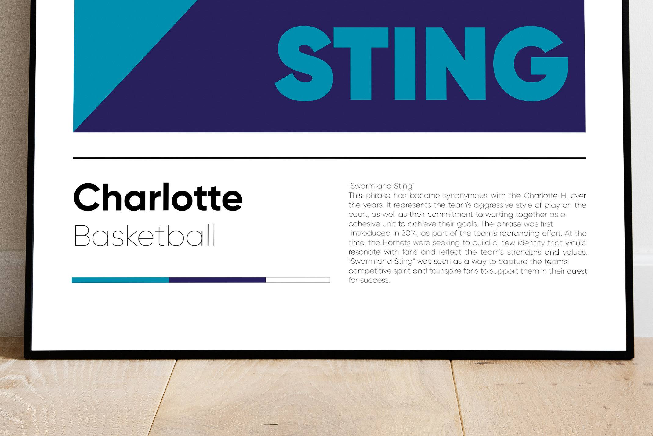 CHARLOTTE HORNETS Poster, Swarm and Sting, Nba Iconic Phrases Series ...