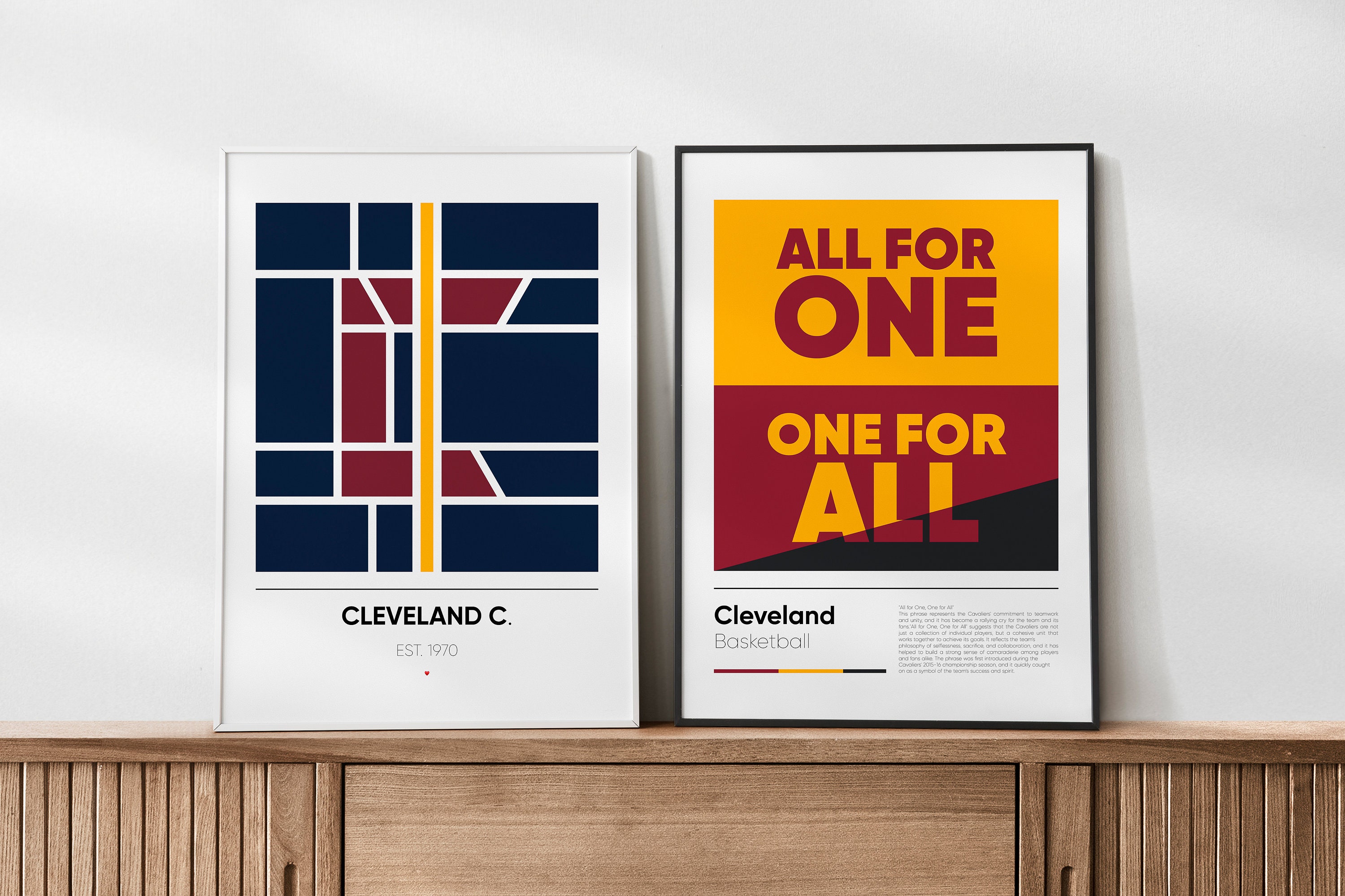 CLEVELAND CAVALIERS Poster, All for One One for All, Nba Iconic Phrases ...