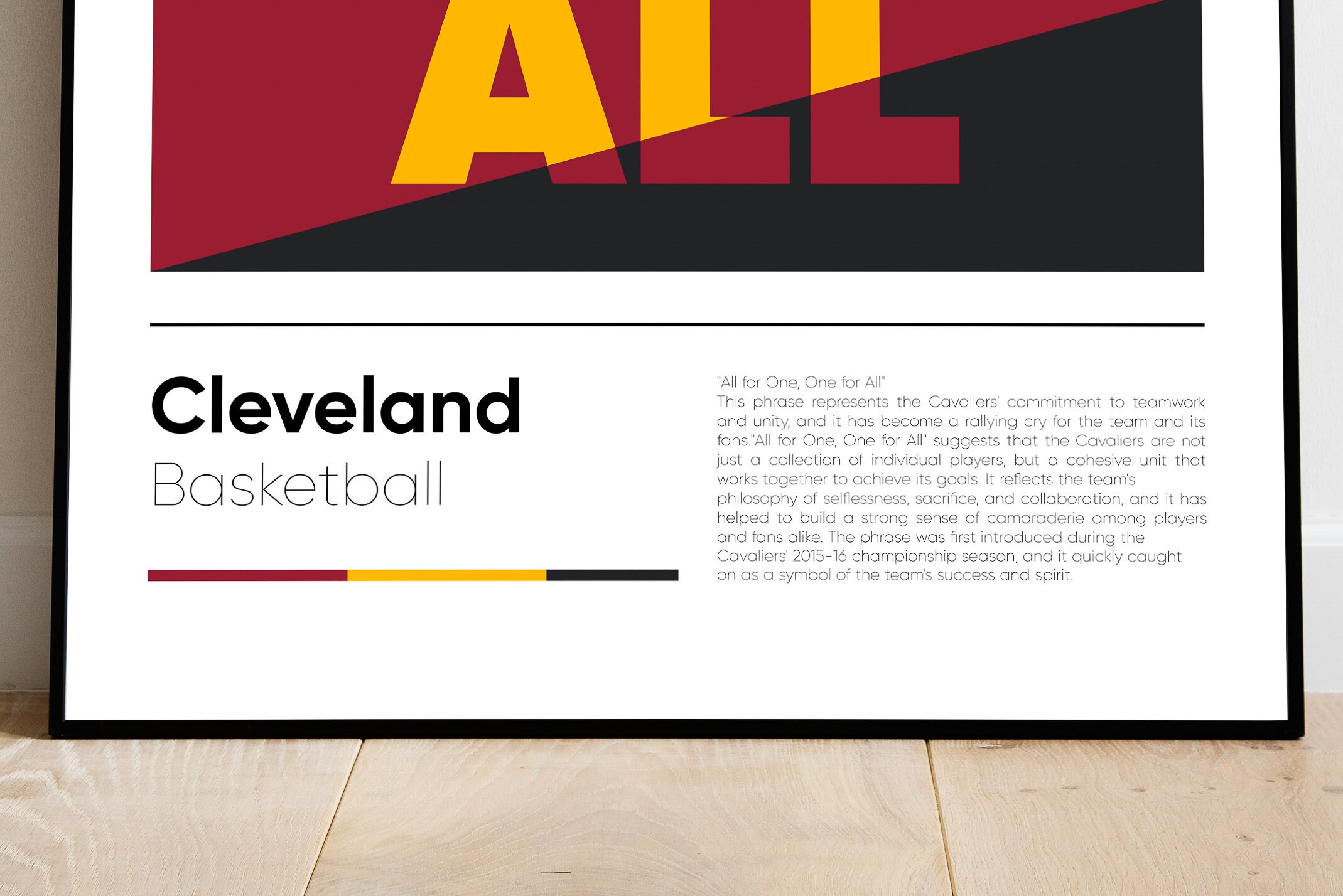 CLEVELAND CAVALIERS Poster, All for One One for All, Nba Iconic Phrases ...