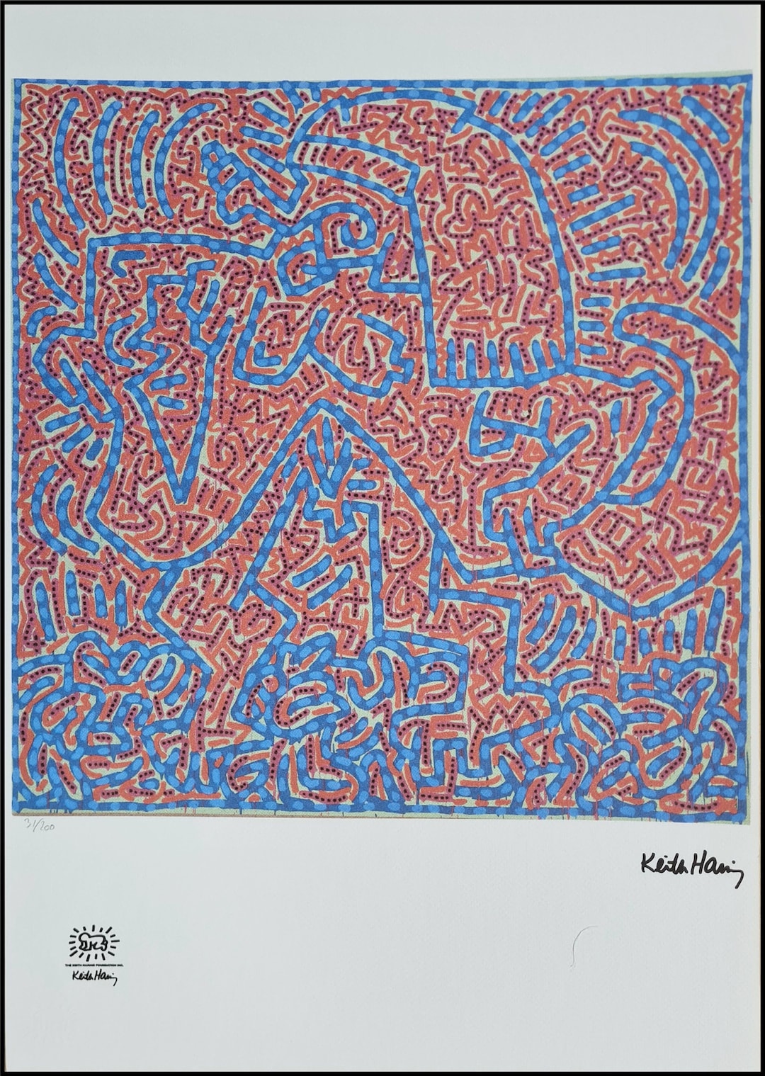 KEITH HARING * Red Acrobat * 50 X 35 Cm * Signed Lithograph * Art Print ...