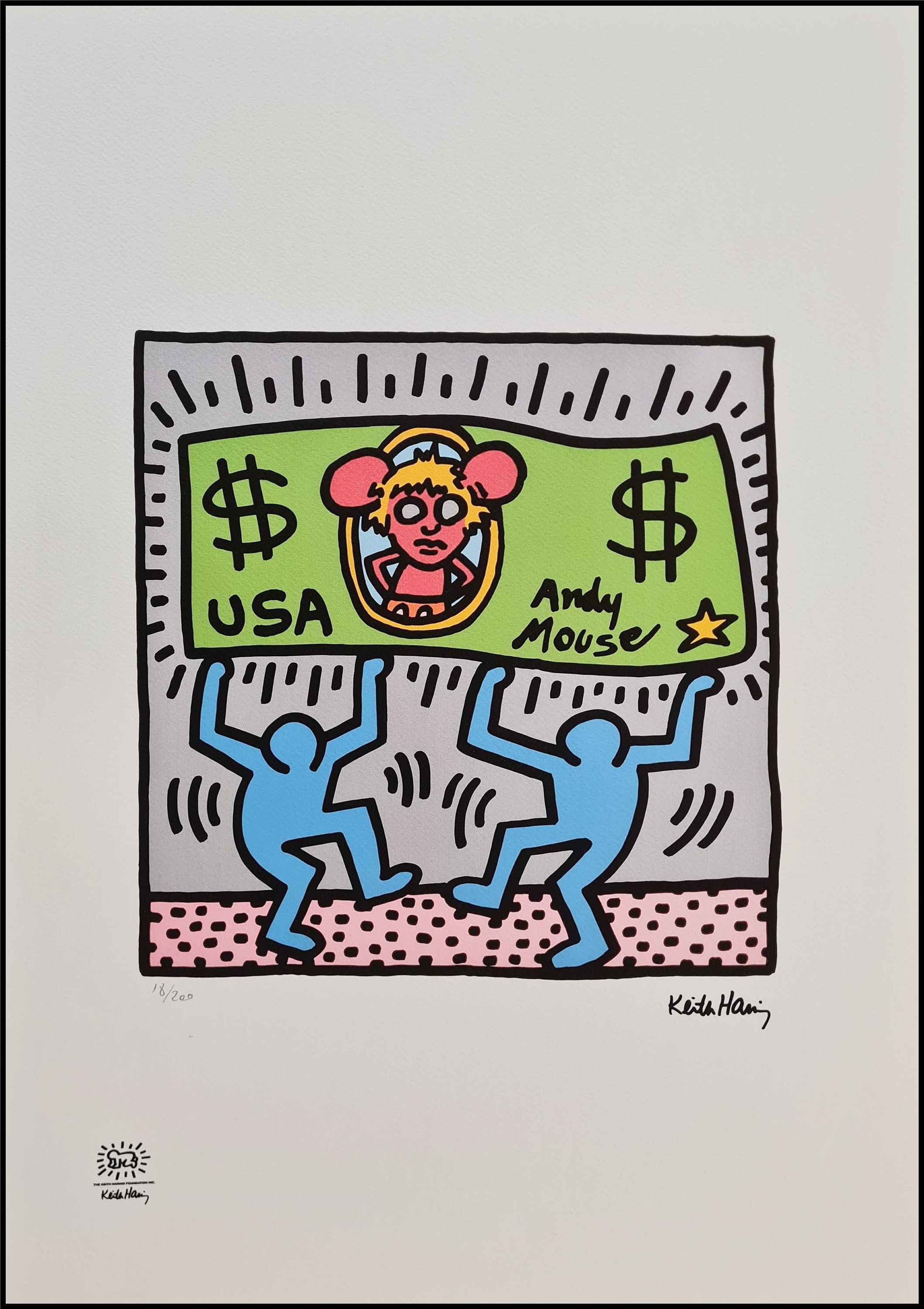 KEITH HARING Andy Mouse 50 X 35 Cm Signed Lithograph Art Print Limited ...