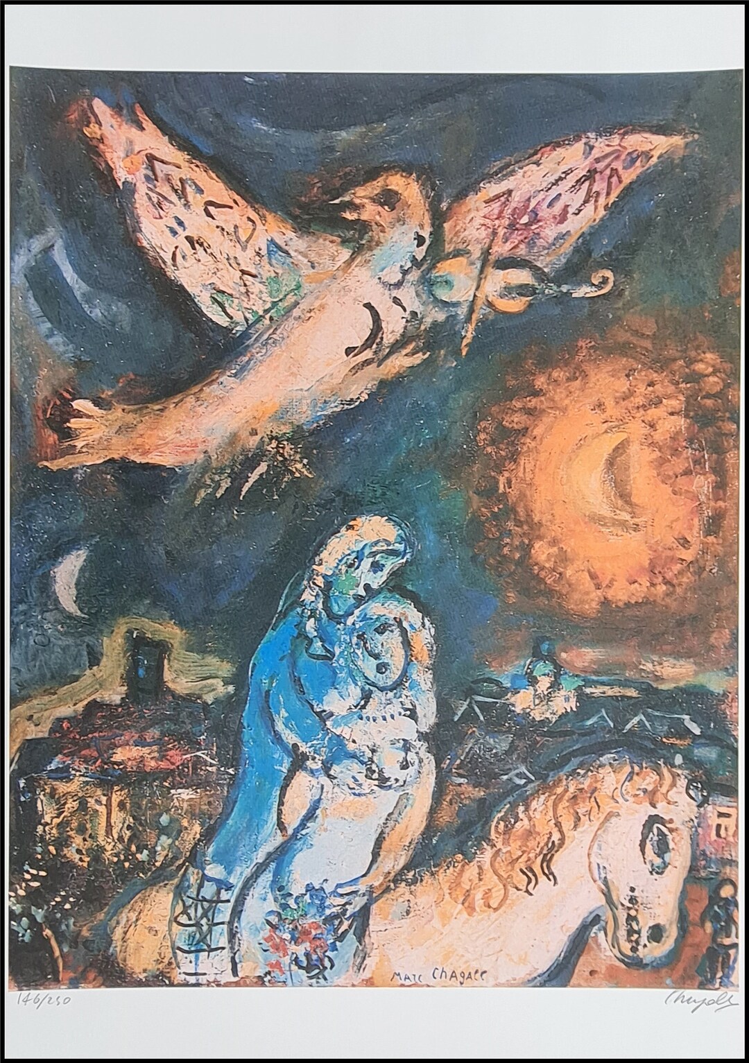 Marc Chagall Angel With Violin 50 X 35 Cm Signed Lithograph Limited Xx ...