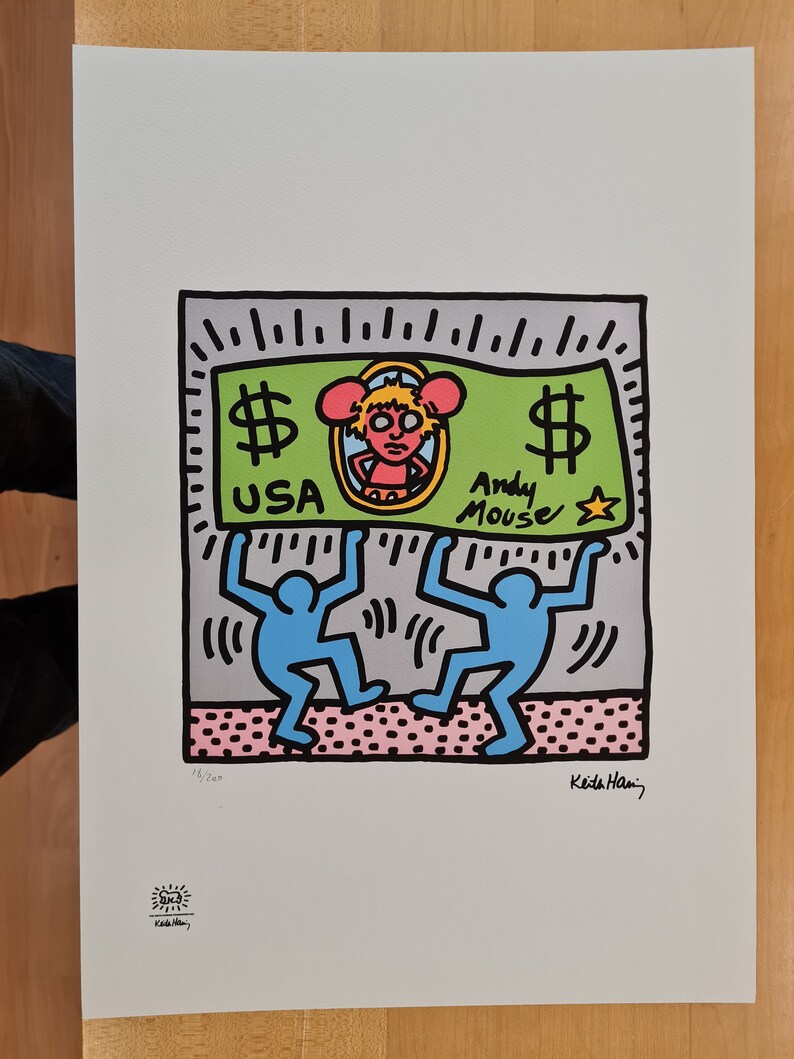 KEITH HARING Andy Mouse 50 X 35 Cm Signed Lithograph Art Print Limited ...