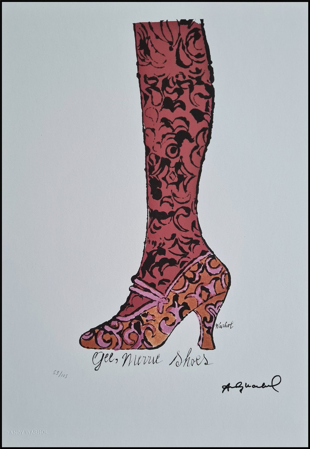 ANDY WARHOL * Shoe and Leg * 50 Cm X 35 Cm * Signed Lithograph ...