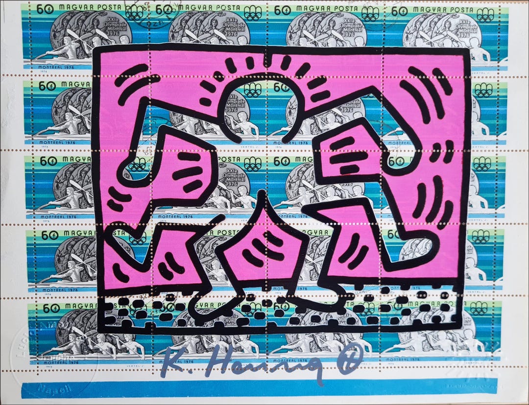 KEITH HARING Original Signed by the Artist on Letterhead Paper ...