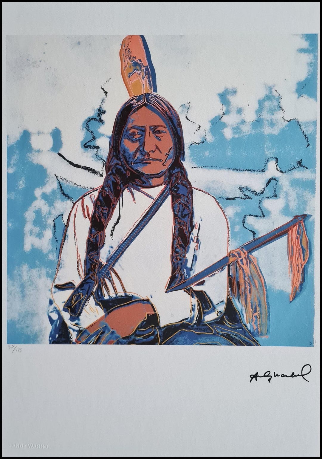 ANDY WARHOL * Sitting Bull * 50 Cm X 35 Cm * Signed Lithograph ...