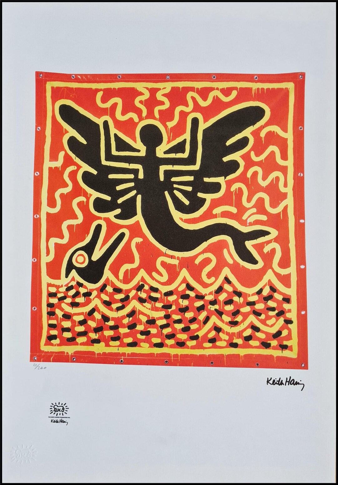 KEITH HARING * Untitled (mermaid With Dolphin) * 50 X 35 Cm * Signed ...