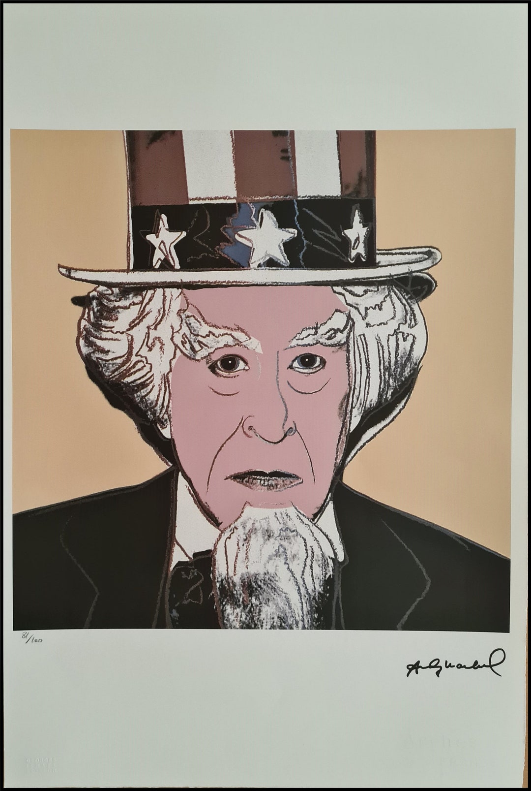 ANDY WARHOL * Uncle Sam * 57 X 38 Cm * Signed Lithograph * Limited # Xx ...