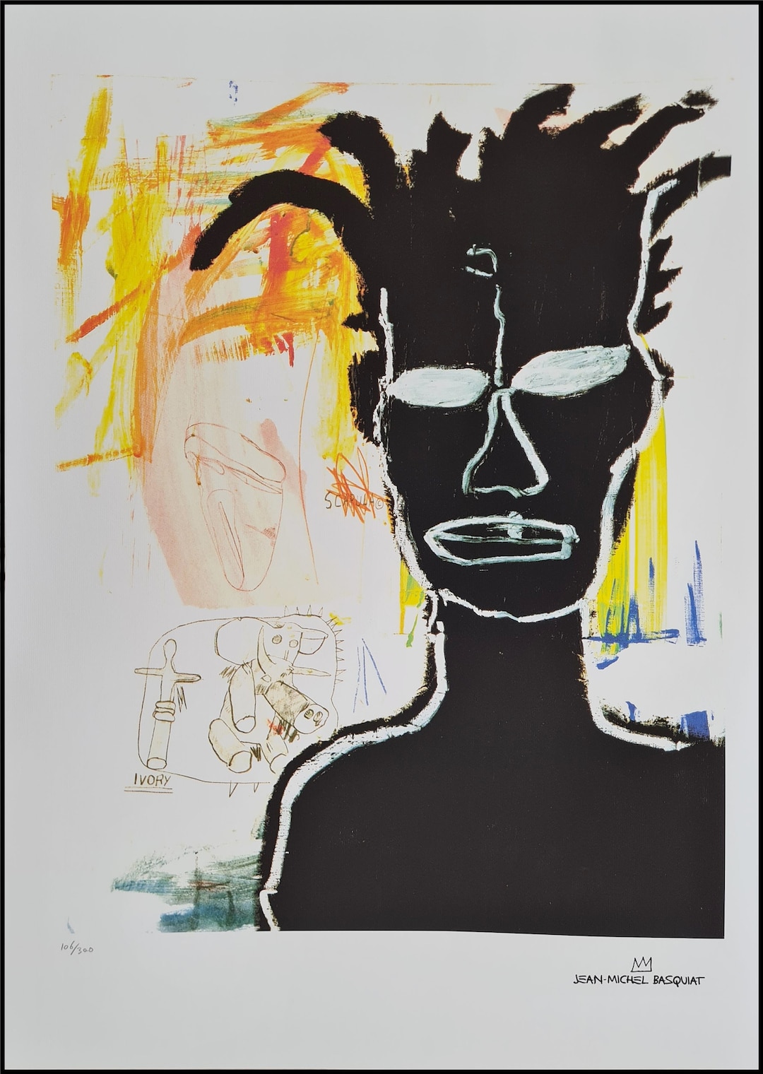 JEAN-MICHEL BASQUIAT Self-portrait, 1984 70 X 50 Cm Lithograph Limited ...