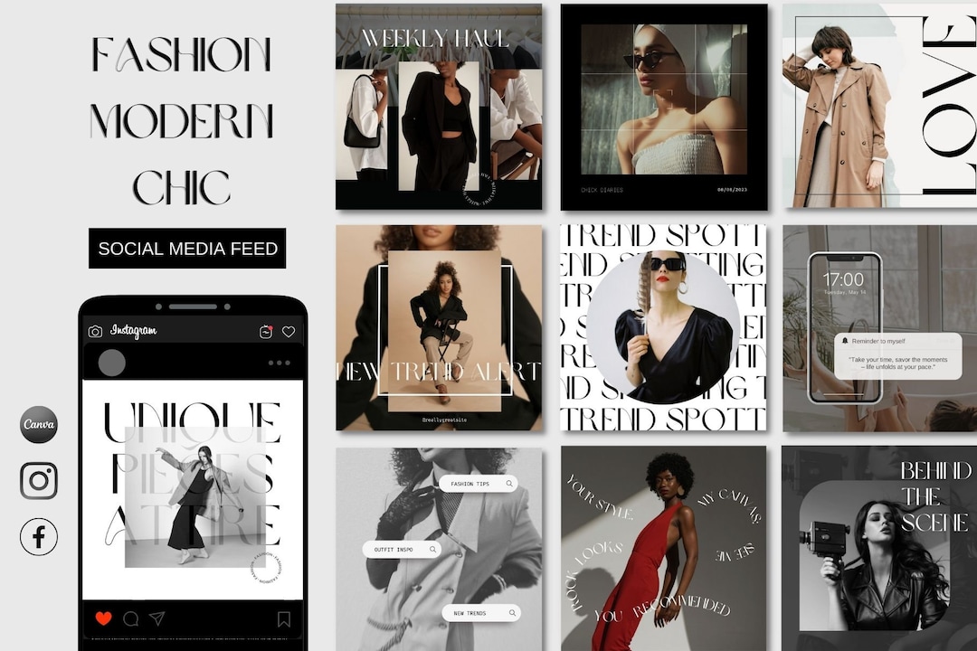 Modern Chic Social Media Templates | Fashion Instagram Posts | Chic ...