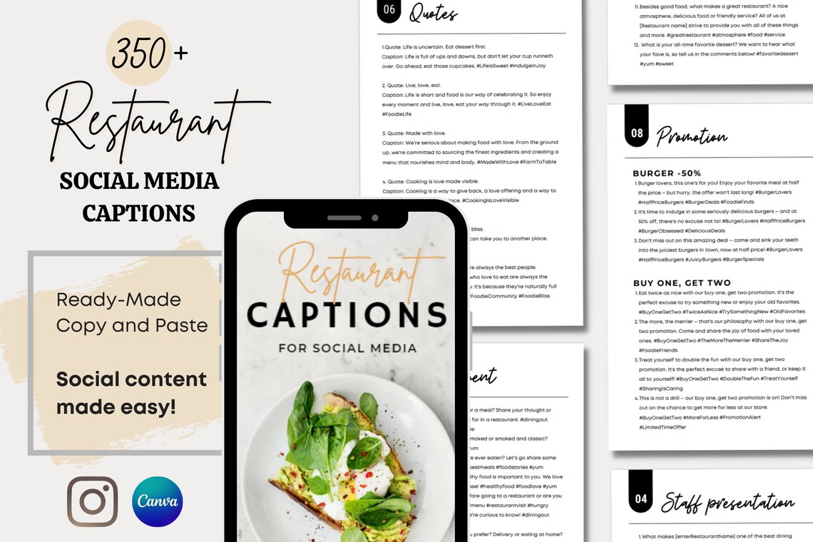 Restaurant Social Media Captions Restaurant Instagram Captions Food ...