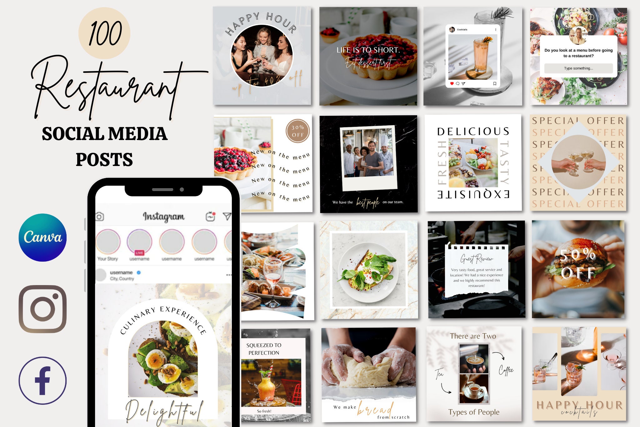 100 Restaurant Social Media Posts Restaurant Instagram Posts Bar ...