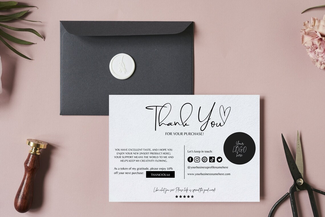 Small Business Thank You Card Template, Editable Business Thank You ...