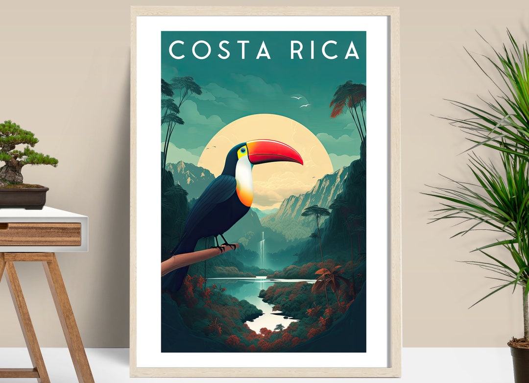 Costa Rica Retro Travel Poster Print. Wanderlust Wall Art. - Etsy