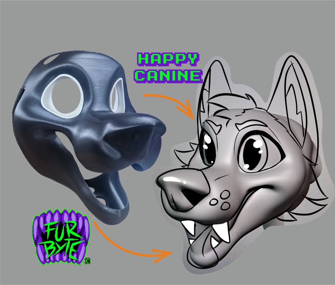 Happy Canine/dog 3D Printed Head Base Fursuit Furry - Etsy