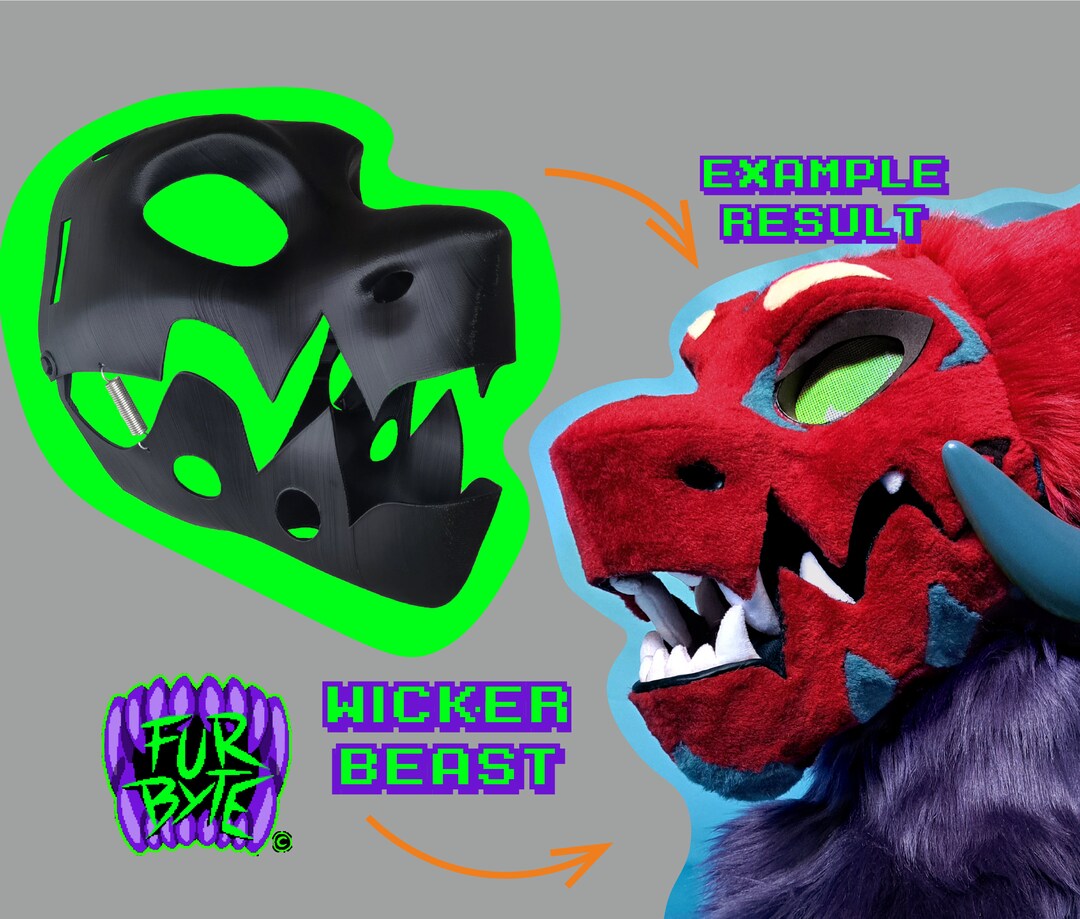 Wickerbeast 3D Printed Head Base Fursuit Furry Moving Jaw - Etsy
