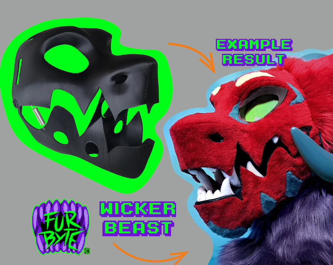 Wickerbeast 3D Printed Head Base Fursuit Furry Moving Jaw - Etsy