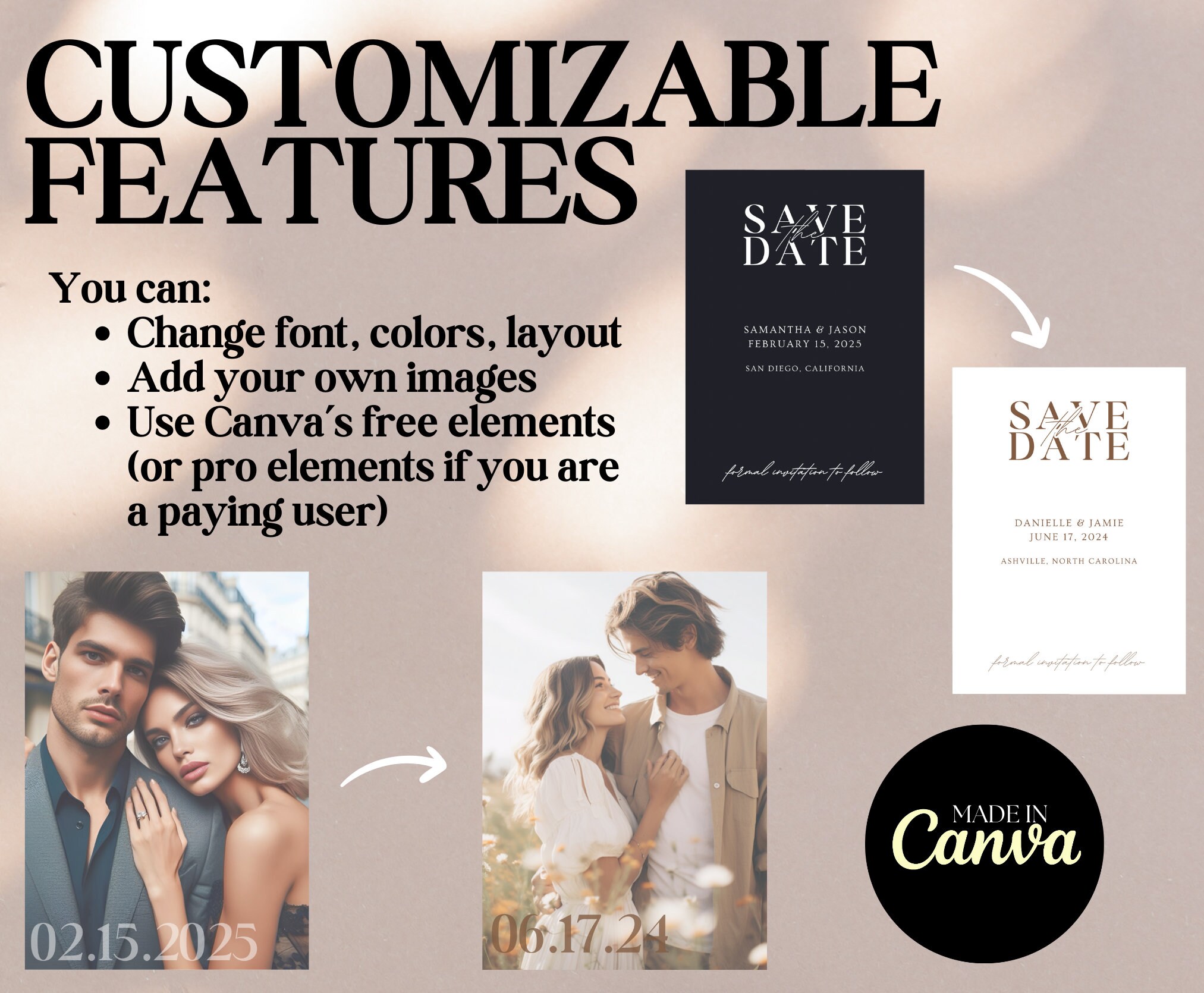 Modern Minimal Save the Date Template Save the Date With - Etsy