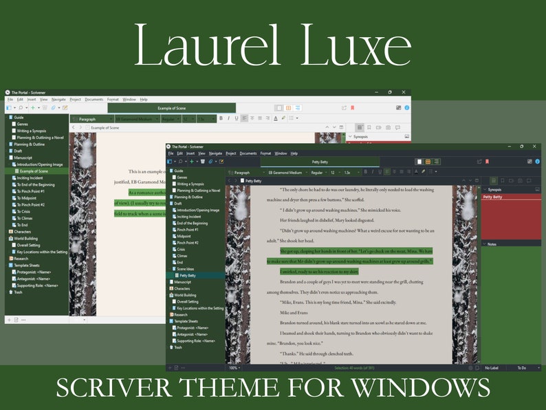 Laurel Luxe Scrivener 3 Theme for Windows - Etsy