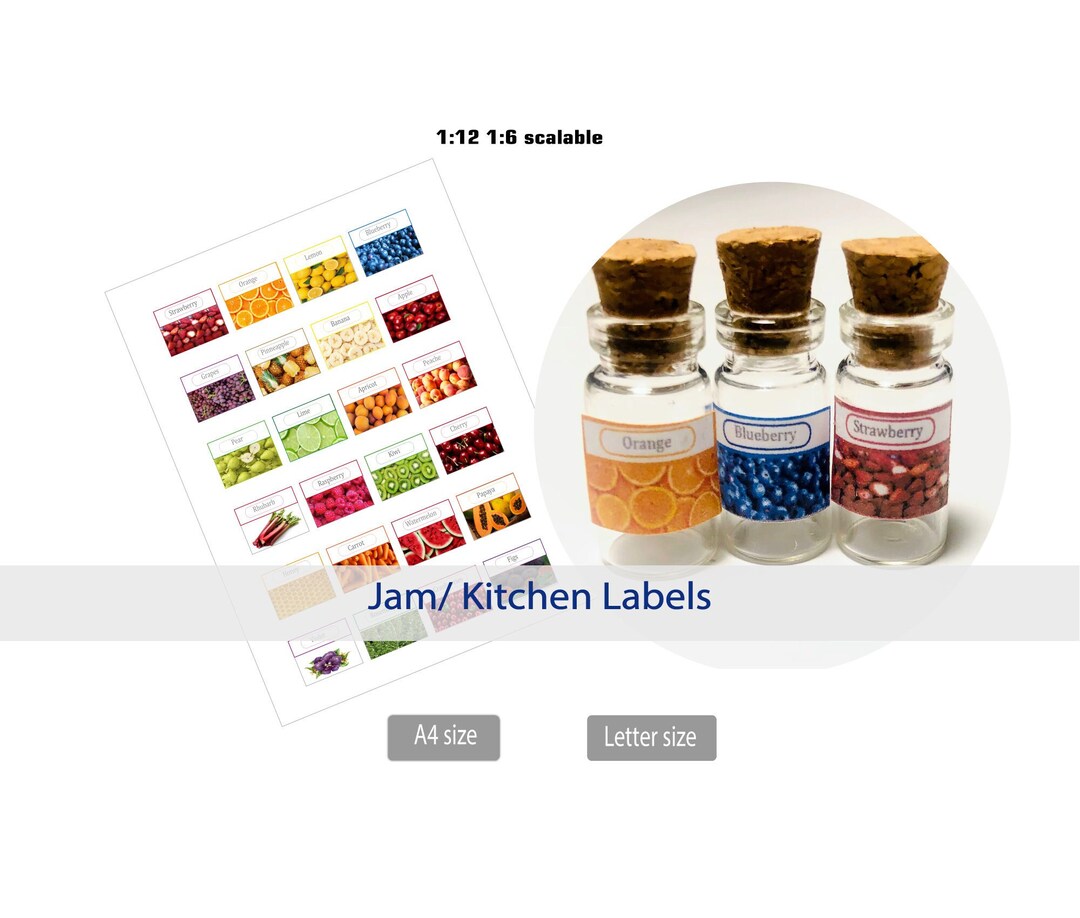 Printable Miniature Jam Labels ,kitchen Labels | Miniature Scented ...