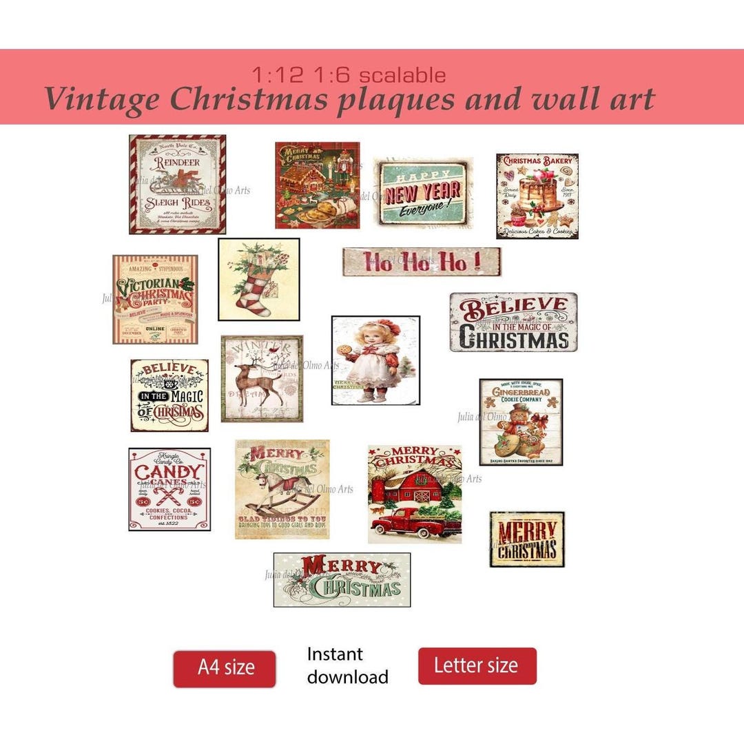 Vintage Dollhouse Printable Posters for 1/12 and 1/6 Scale | Miniature ...