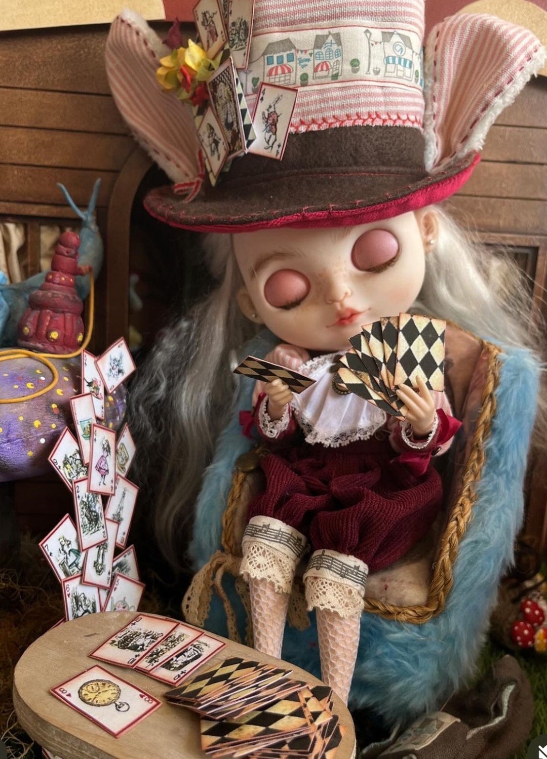 Baraja En Miniatura.alice in Wonderland Dollhouse Shabby 1:12 1/6 ...