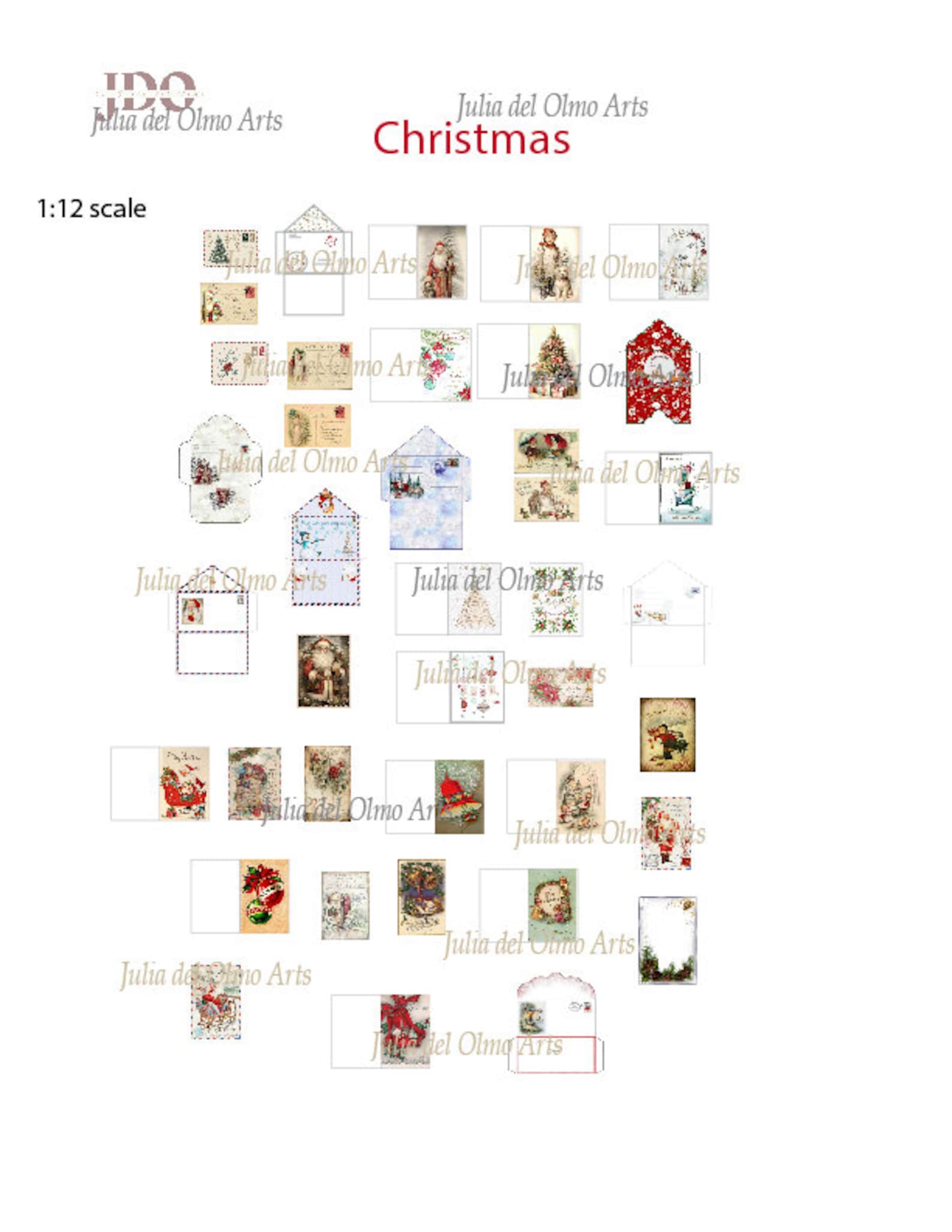 Printable Miniature Christmas Cards Dollhouse Books Mini Greeting Card ...
