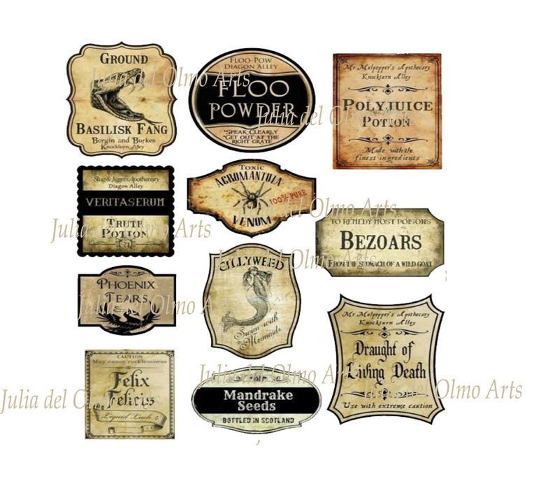 More Than 80 Miniature Apothecary Occultism Labels, 1:12 Scale ...