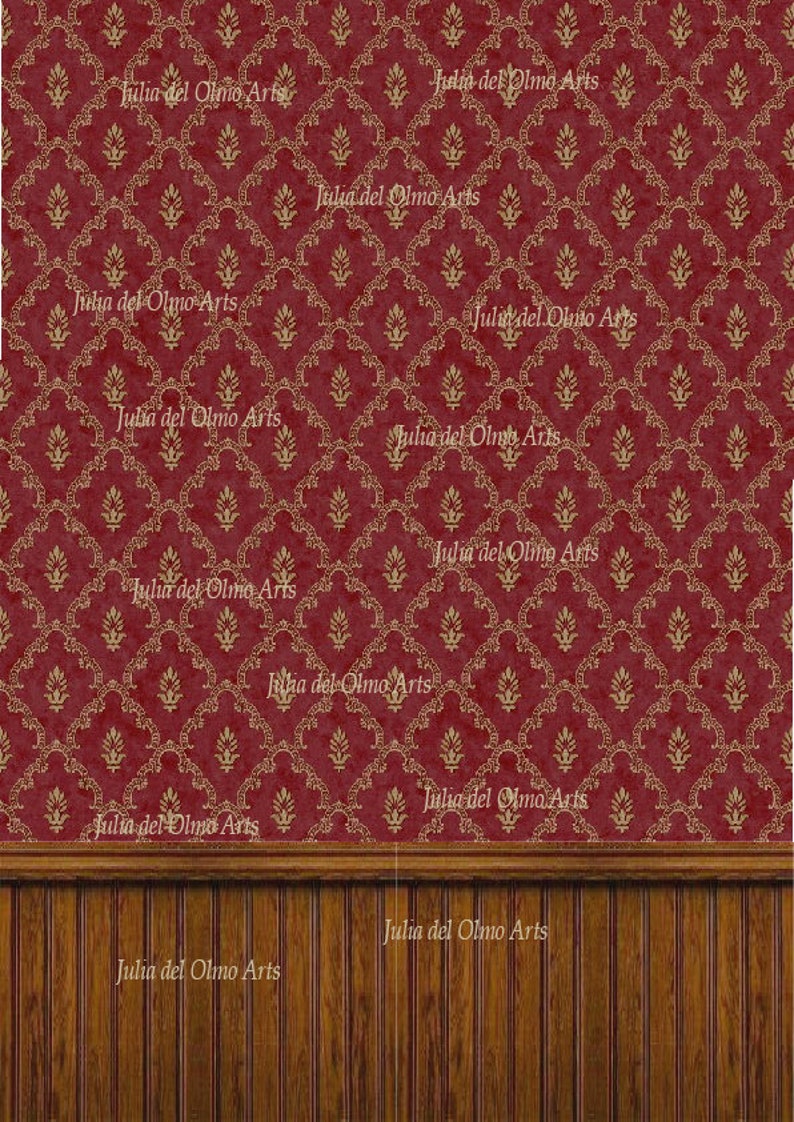 Dollhouse Wallpaper, Printable Wallpaper in Miniature With Panels and ...