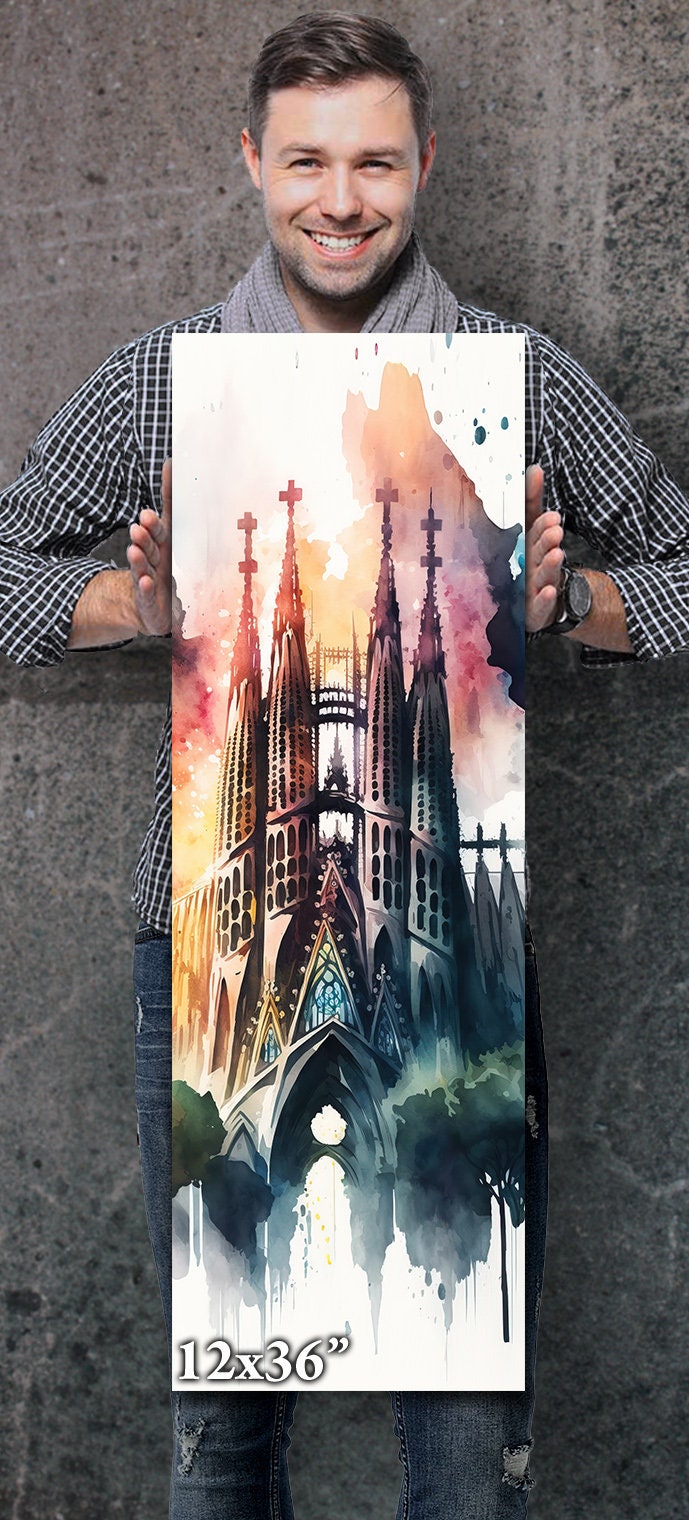 Sagrada Familia Spain Cathedral Landmark Watercolor Art FINE ART PRINT ...
