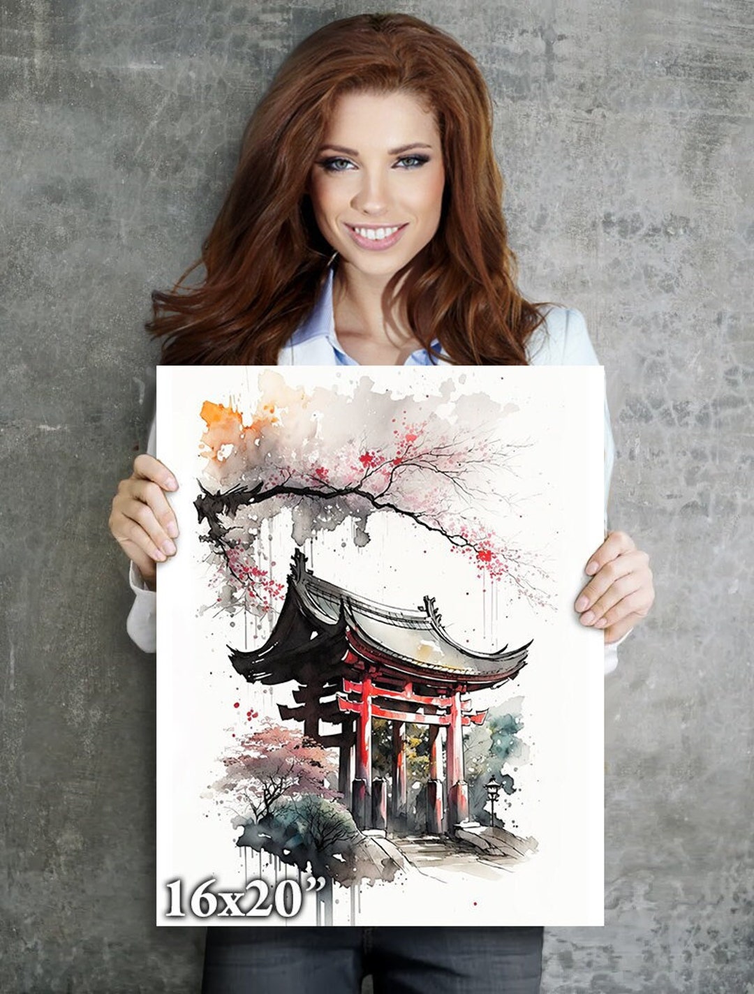 Japan Shinto Shrine Landmark Watercolor Art FINE ART PRINT Wall Art ...