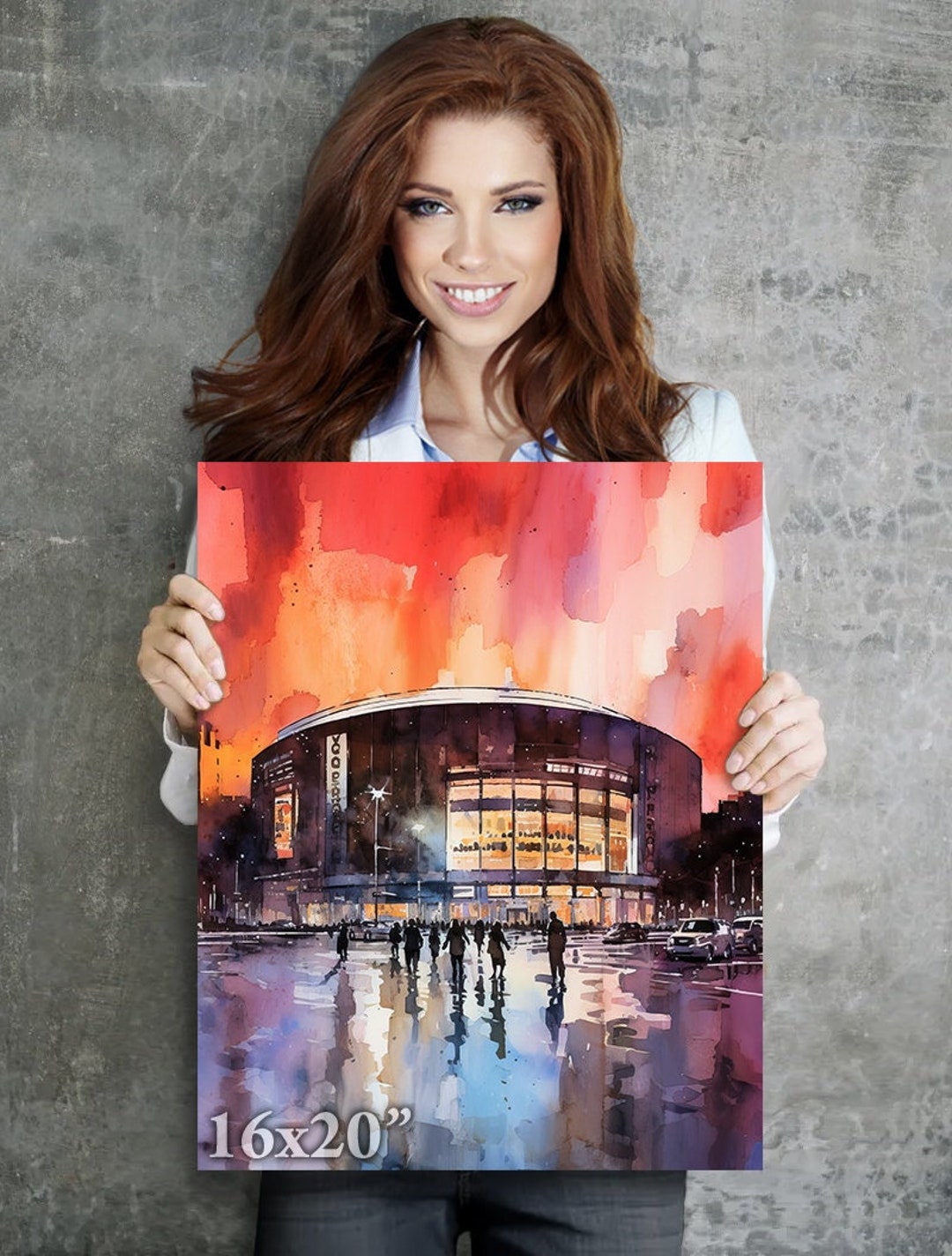 Madison Square Garden Arena - New York Basketball Watercolor Painted ...