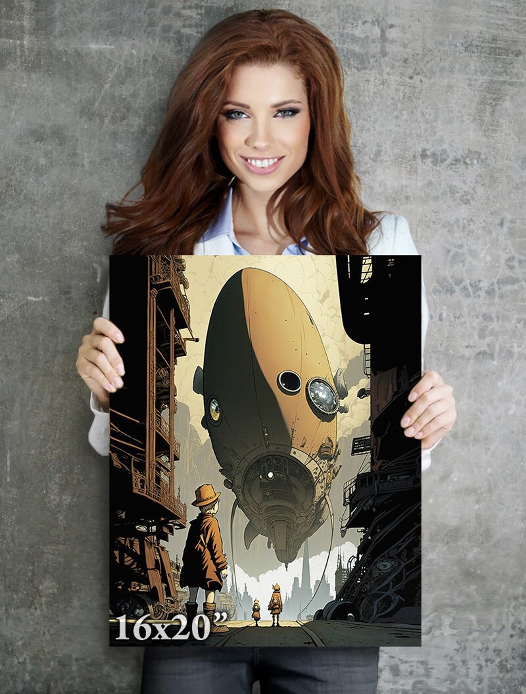 Steampunk Industrial Zeppelin Children Graphic Comic Art FINE ART PRINT ...