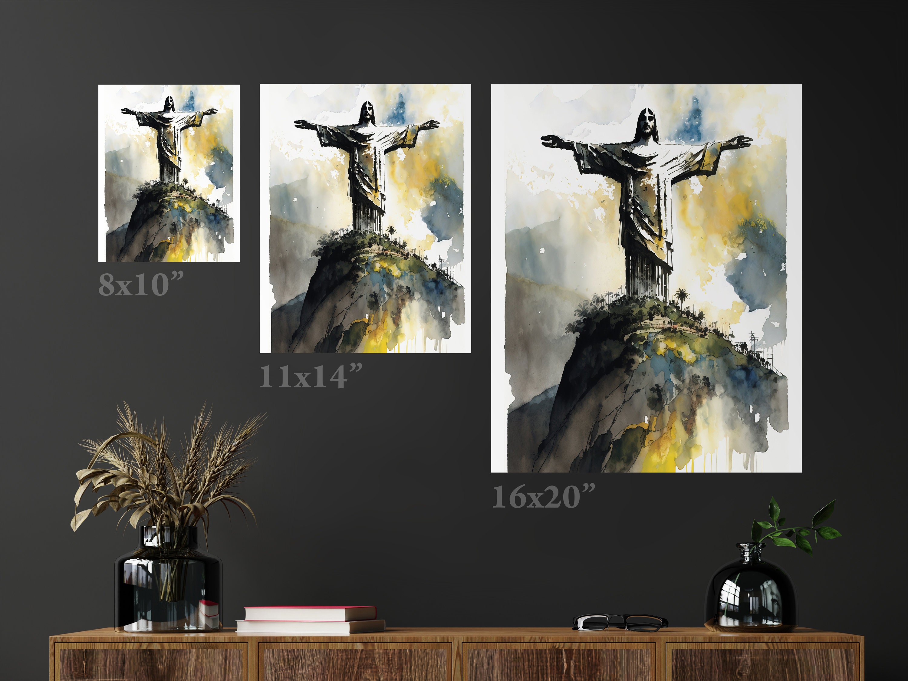 Christ the Redeemer Brazil Landmark Watercolor Art FINE ART PRINT Wall ...