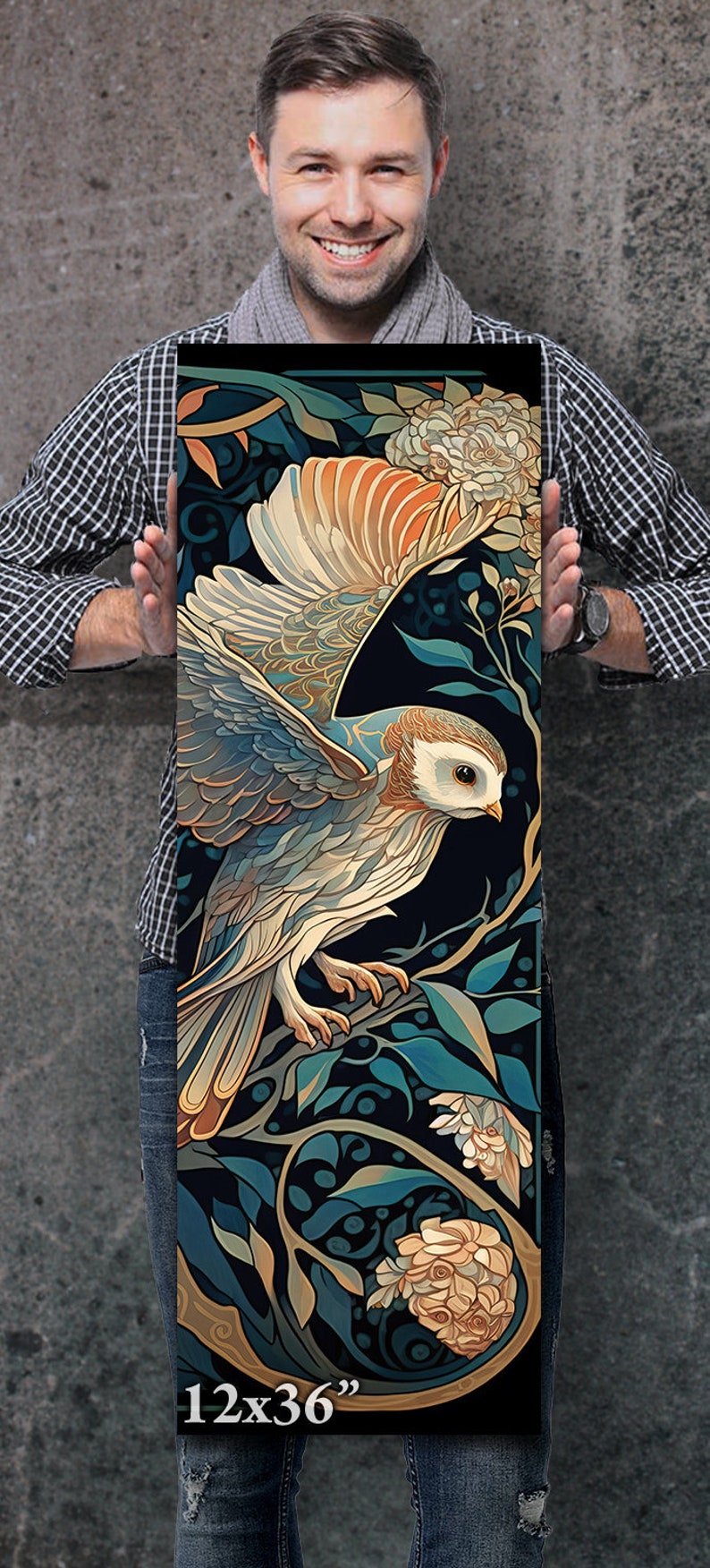 Owl in Flight Art Nouveau British Wildlife Mucha FINE ART PRINT Wall ...