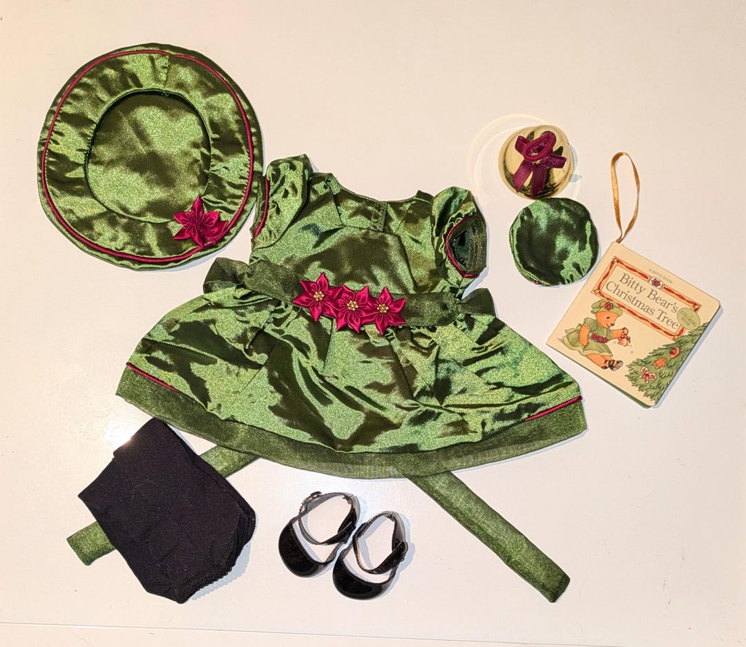 American Girl Vintage Retired Bitty Baby Poinsettia 7 Piece Set ...
